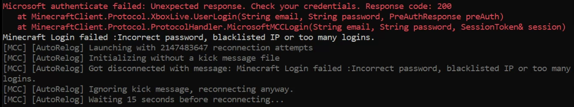 Can't log in after migrating account · Issue #1822 · MCCTeam/Minecraft-Console-Client · GitHub