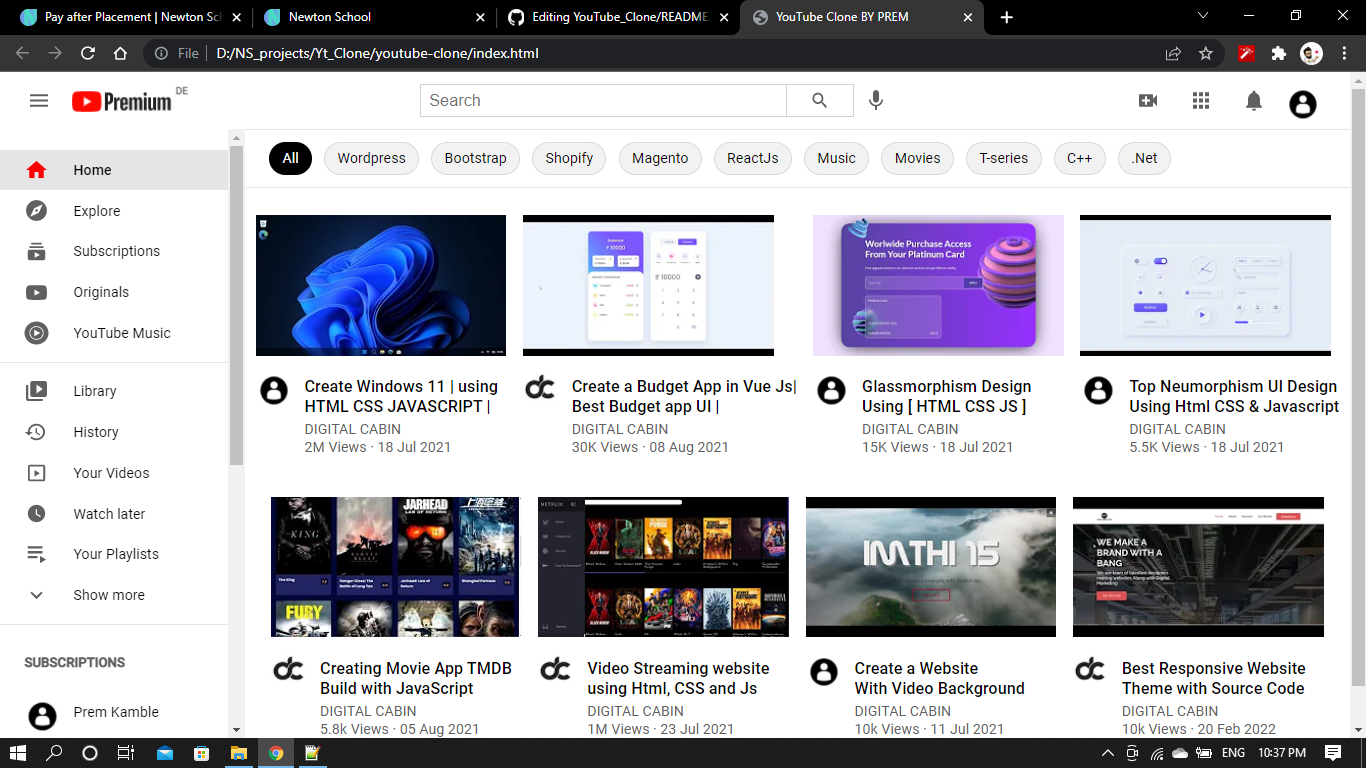 GitHub - prem-kamble/YouTube_Clone