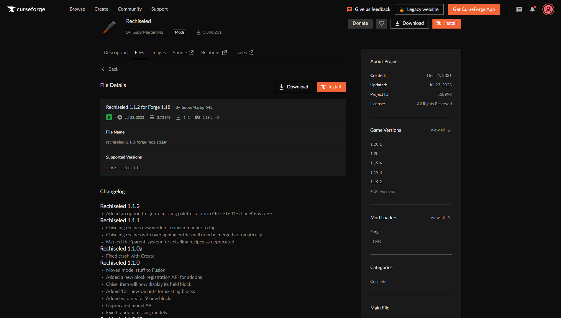 Rechiseled's Cureforge Page does not list it's Required Mod Libraries!!![Bug] ... · Issue #46 ...
