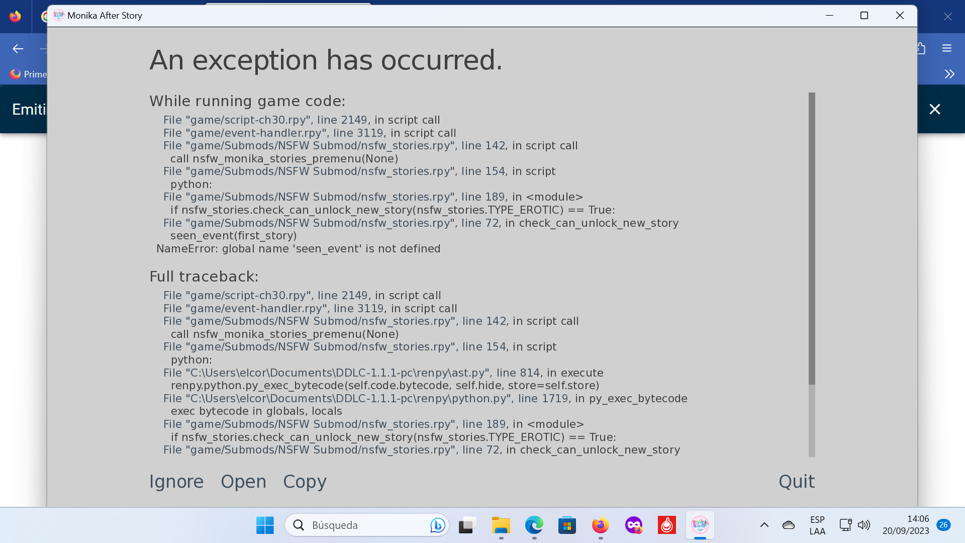 Bug - crach in menu: can you tellme an erotic story · Issue #124 · NickWildish/Mas-NSFW-Submod ...