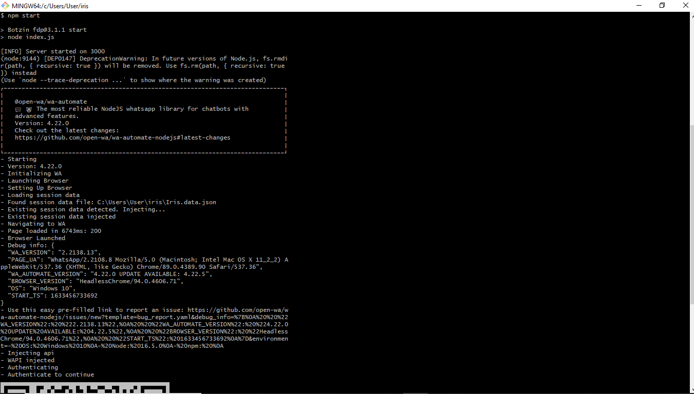 Erro ao iniciar o bot · Issue #343 · KillovSky/Iris · GitHub
