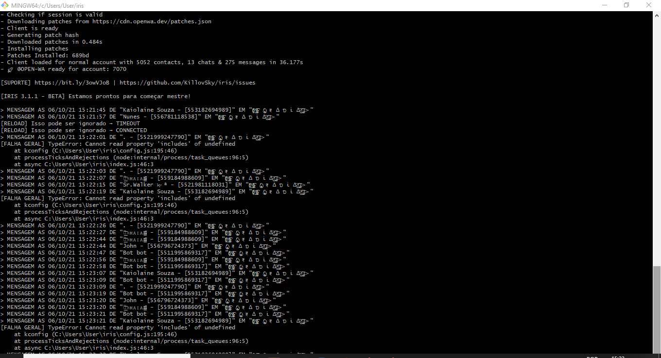 Erro ao iniciar o bot · Issue #343 · KillovSky/Iris · GitHub