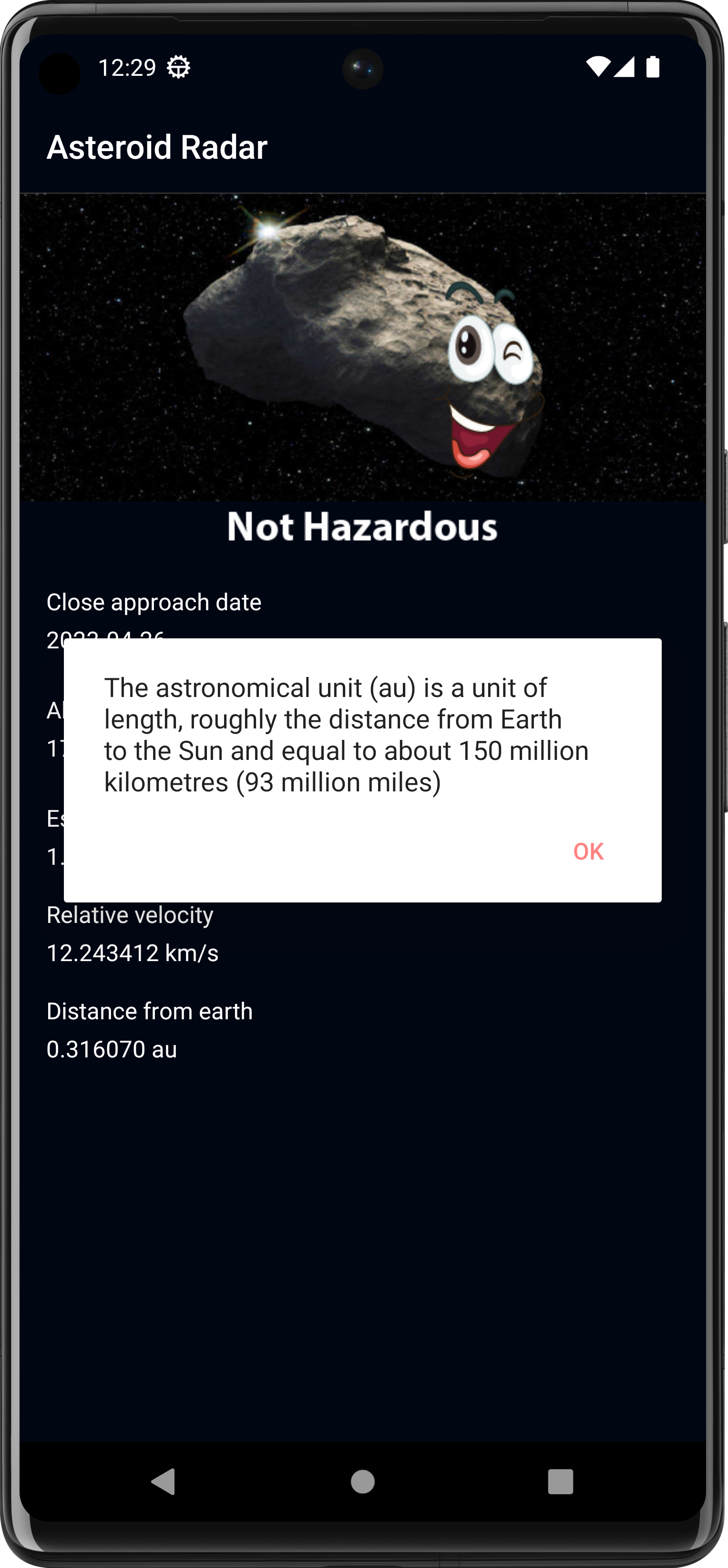 GitHub - venfriti/asteroid-radar: Asteroid Radar fetches and displays a list of asteroids using ...