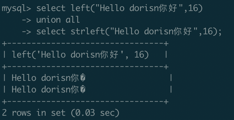 [BUG] doris string functions not support cjk characters · Issue #3332 · apache/doris · GitHub