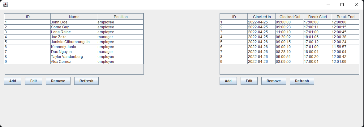 GitHub - CS3560-02-Group2/Clock-In-Clock-Out-System: Program that ...