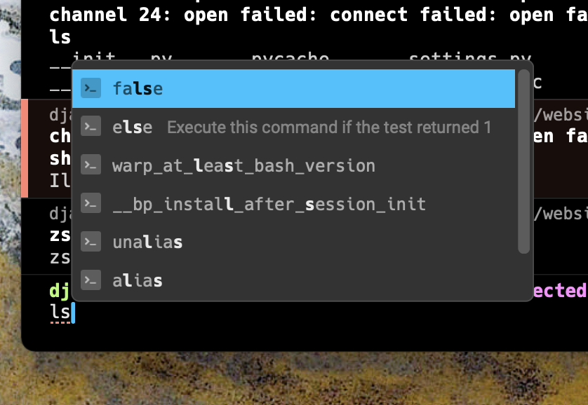 Autocomplete substituting 'ls' with 'false'. Need to allow for different autocomplete confirm ...