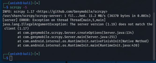 Issue while using scrcpy in kali linux 2021.3 · Issue #2706 ...