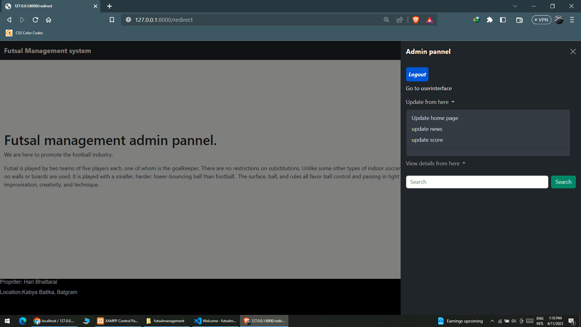 GitHub - Roshandahal/Futsal-Management-System: This project is made up of Html,css and ...