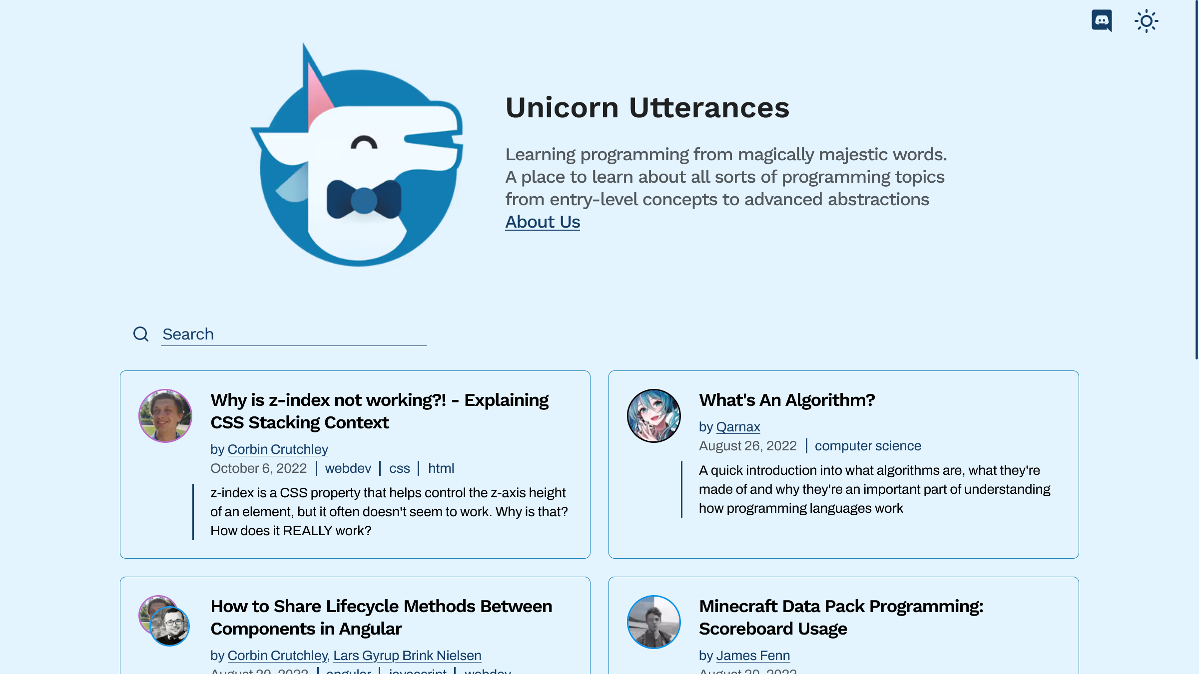 SHOWCASE: Unicorn Utterances · Issue #442 · withastro/astro.build · GitHub