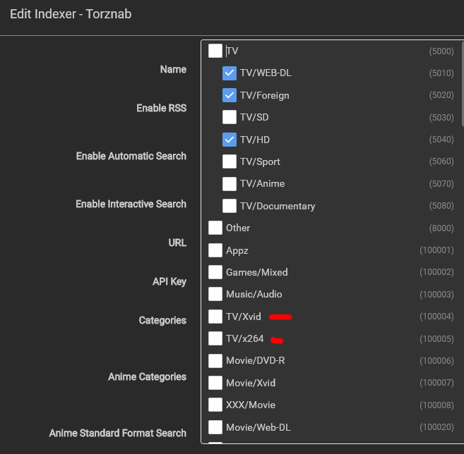 Categories - major categories aren't selected by default in Sonarr/Radarr · Issue #1421 ...