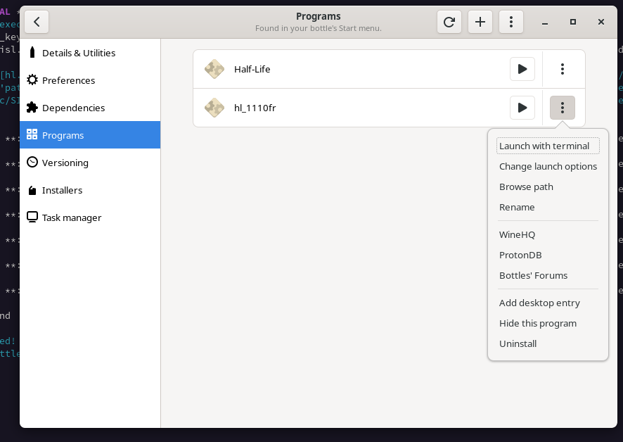 Can't find the "Remove from programs option" · Issue #1422 · bottlesdevs/Bottles · GitHub