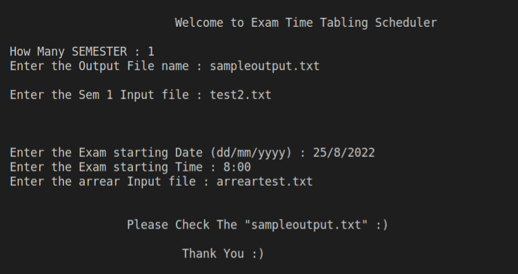 GitHub - kkbughunter/Exam_TimeTable_Schedulier: Hello, I have used C ...