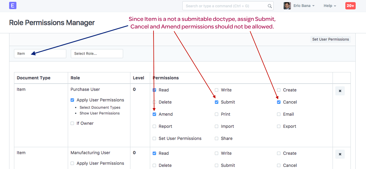 Permission Manager Submit Cancel And Amend Permission Is Assigning For Non Submitable Doctype