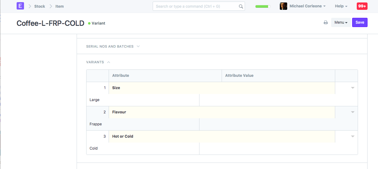 Variant Item Attribute Table And Values · Issue 11900 · Frappeerpnext · Github 