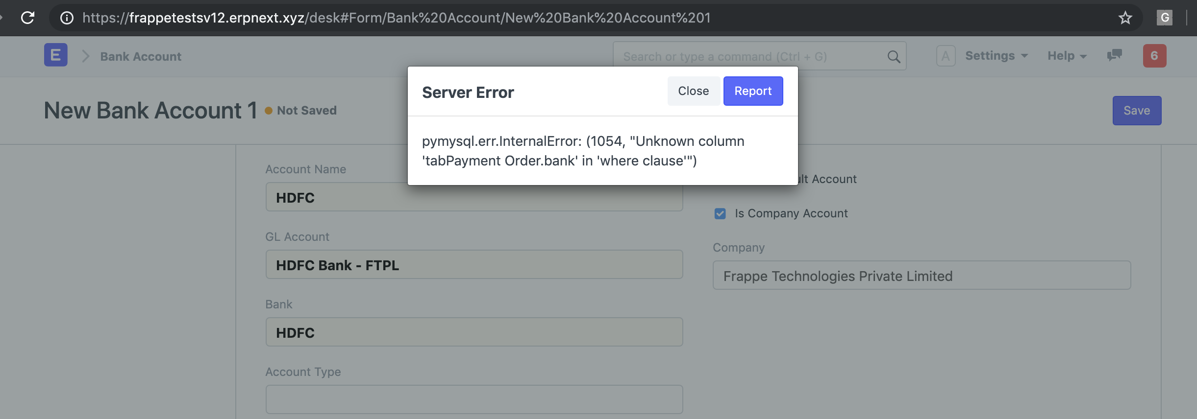 Error while creating Bank Account · Issue #18226 · frappe/erpnext · GitHub