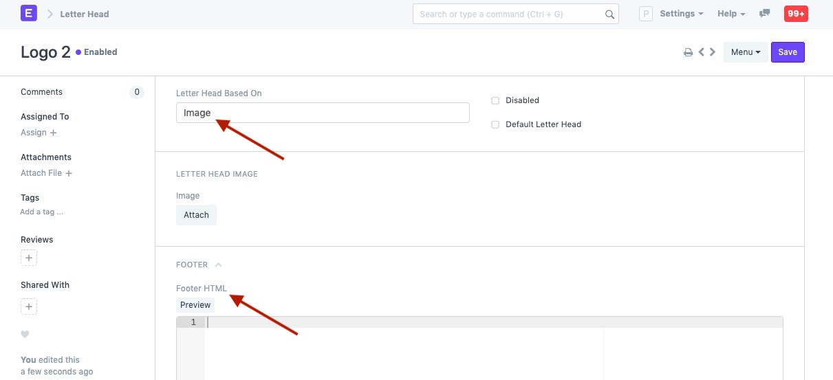 Letter Head: Based on is Image. But for Footer, it's HTML always ...