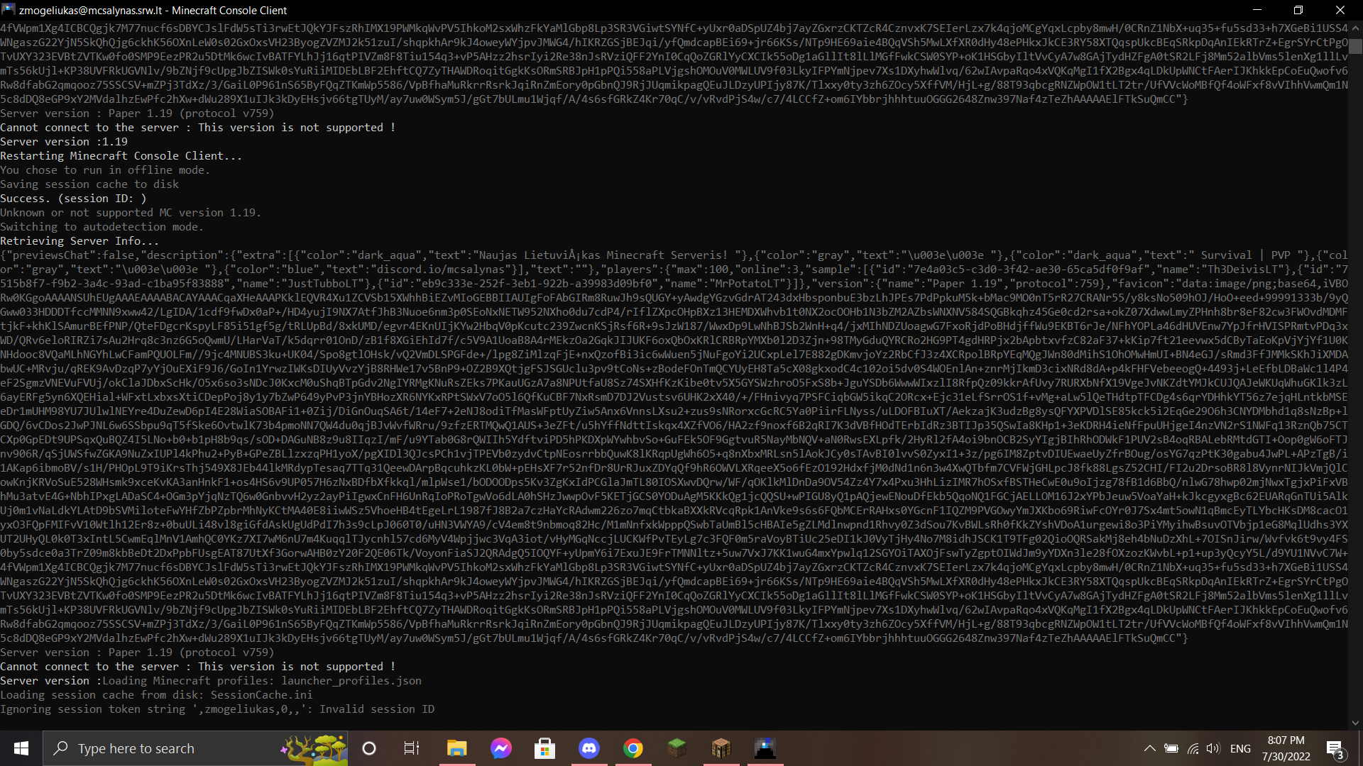 [BUG] this version is not supported · Issue #2085 · MCCTeam/Minecraft-Console-Client · GitHub