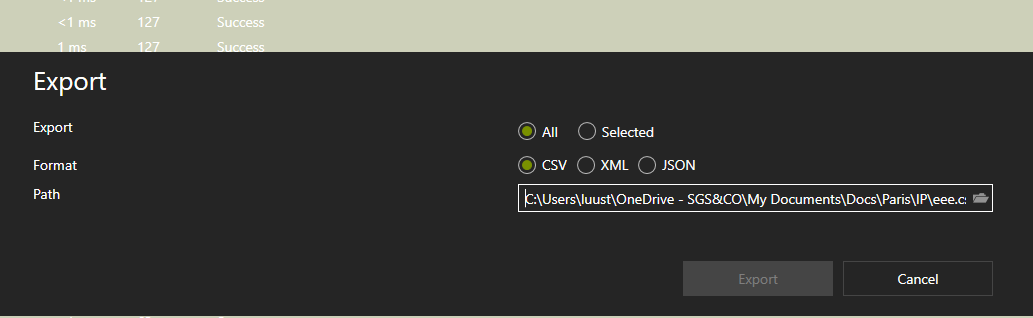 Export IPScanner/PortScanner/Traceroute/etc. not working for some paths · Issue #1606 ...