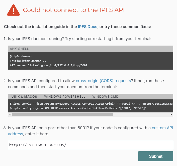 Add A Placeholder To The Api Url Textbox · Issue 1807 · Ipfsipfs Webui · Github