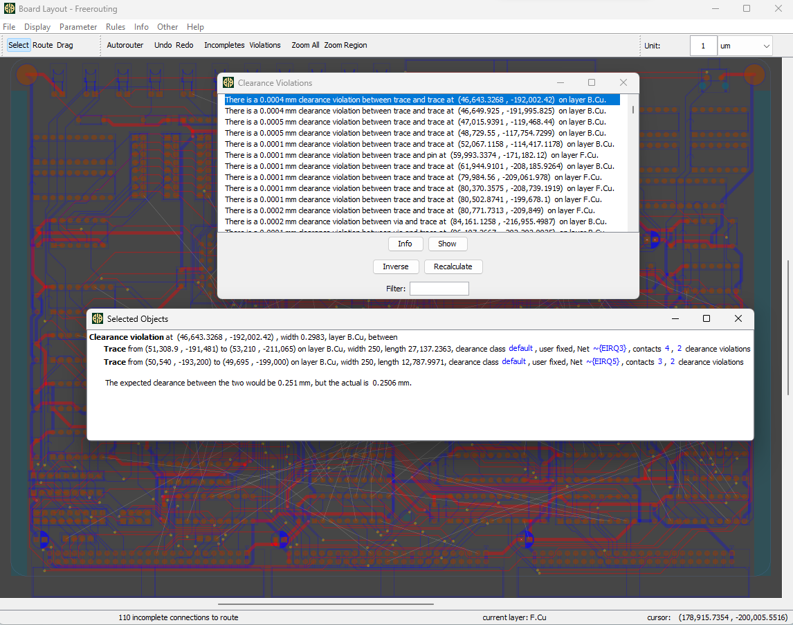 Clearance violations for certain boards · Issue #191 · freerouting/freerouting · GitHub