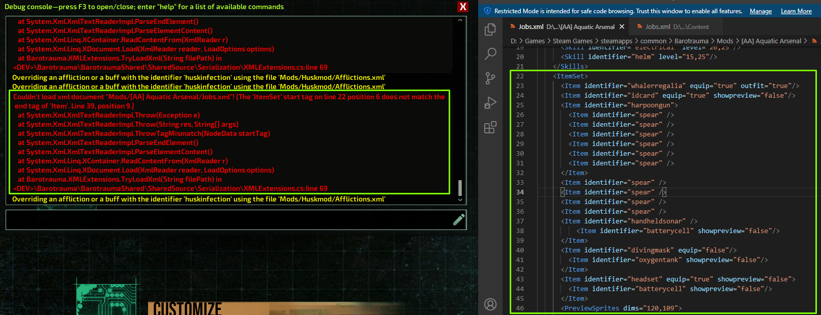 [Stable] Some items in 's can't be propelly equipped/filled with items required for them to work ...
