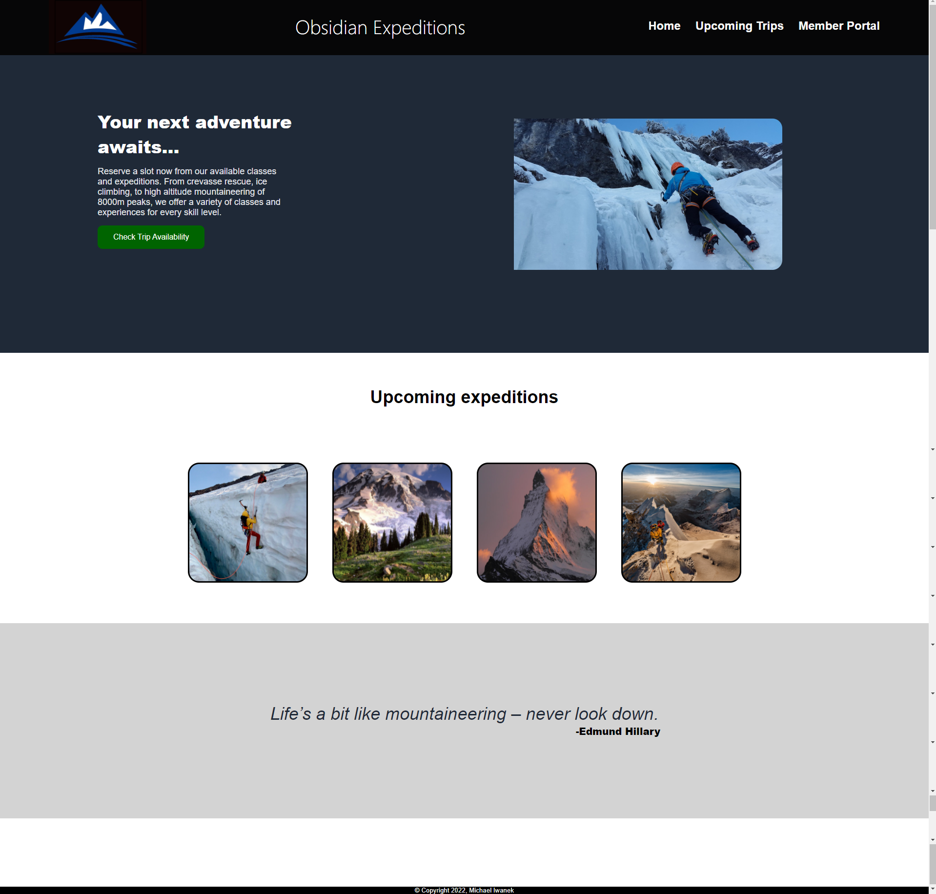 GitHub - Mike11199/Mountaineering-Landing-Page: Landing Page: Responsive HTML & CSS; Mobile ...