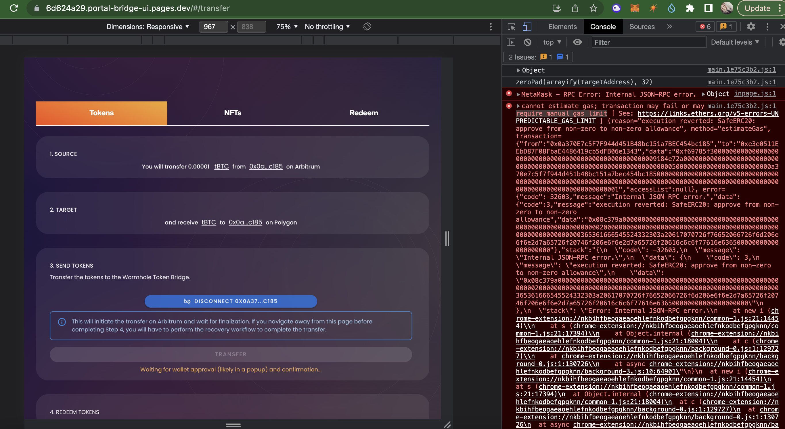 [QA][High]"Execution reverted: SafeERC20: approve from non-zero to non-zero allowance" shown in ...