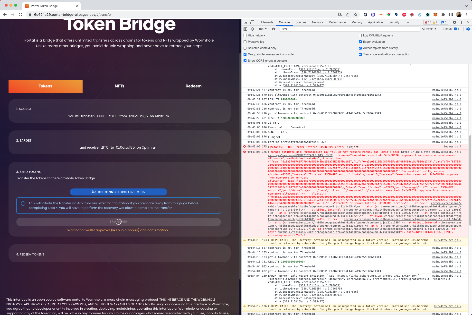 Qa High Execution Reverted Safeerc20 Approve From Non Zero To Non Zero Allowance Shown In
