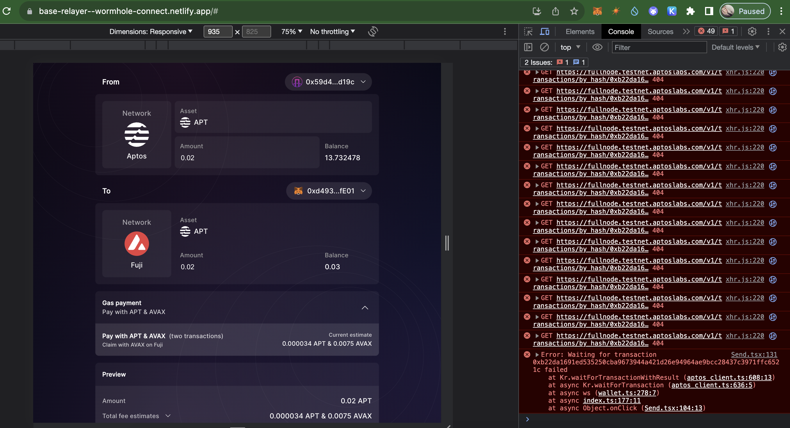 [QA] [Pontem] Cannot send Aptos assets · Issue #834 · wormhole-foundation/wormhole-connect · GitHub