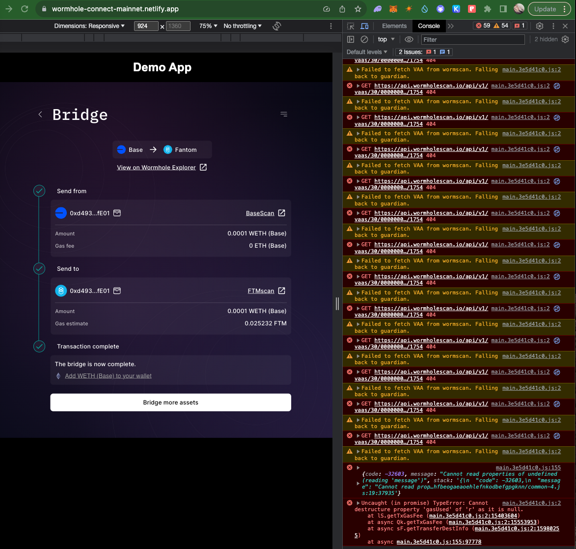 [QA][Mainnet] First Claim failed · Issue #1115 · wormhole-foundation/wormhole-connect · GitHub