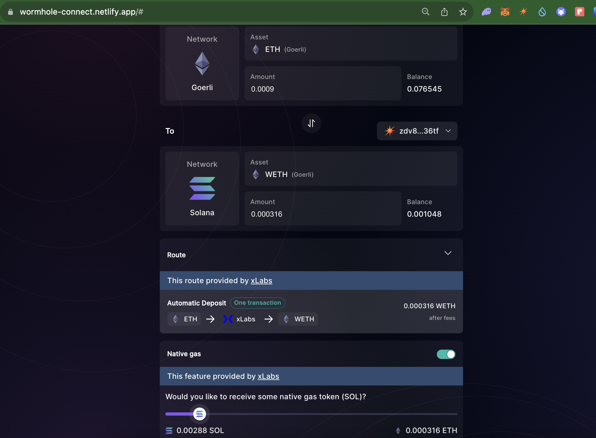 [QA]Cannot move slider for Native Gas · Issue #950 · wormhole ...