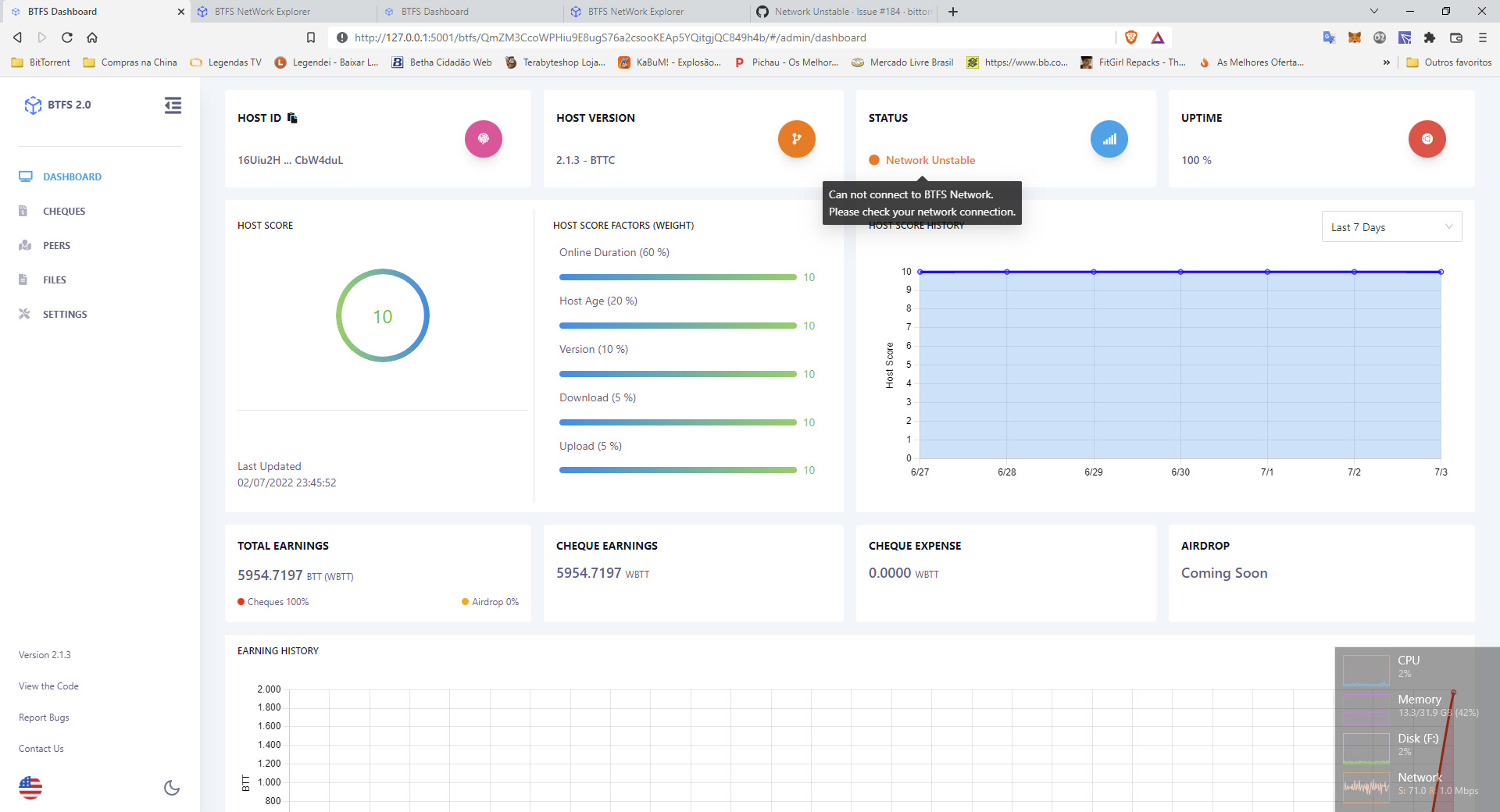 Network Unstable · Issue #184 · bittorrent/go-btfs · GitHub
