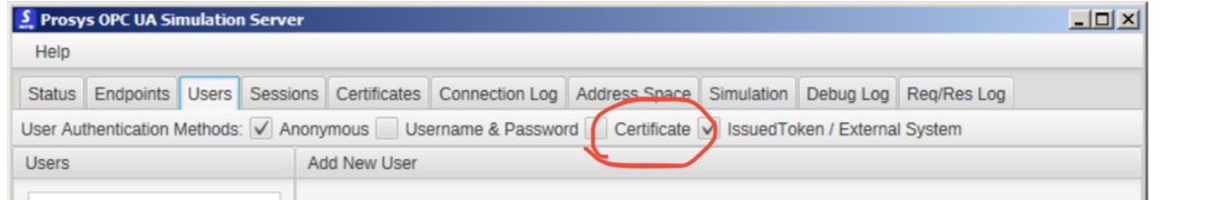 OPC UA Certificate Authentication -> User Certificate as additional option instead of username ...