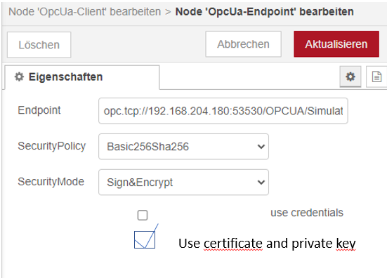 OPC UA Certificate Authentication -> User Certificate as additional option instead of username ...