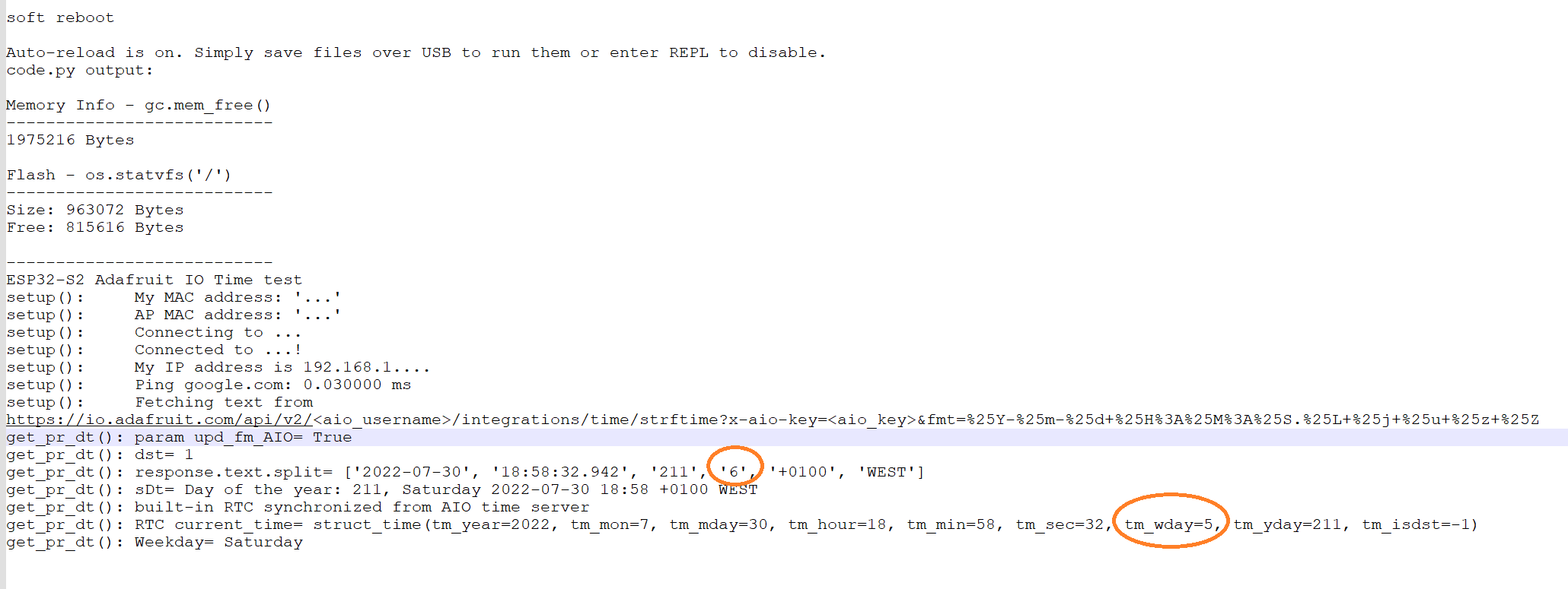Cpy Rtc Module Function Datetime Returns Other Day of the week Value