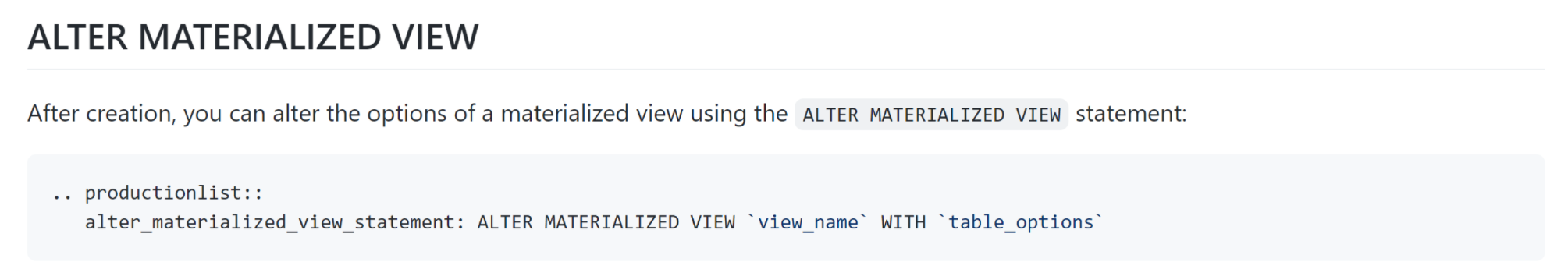 Issue in page Materialized Views - formatting issue · Issue #839 · scylladb/scylla-doc-issues ...