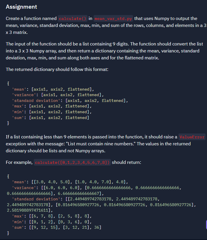 GitHub - ryansxiong/Mean_Variance_StandardDeviation_Calculator