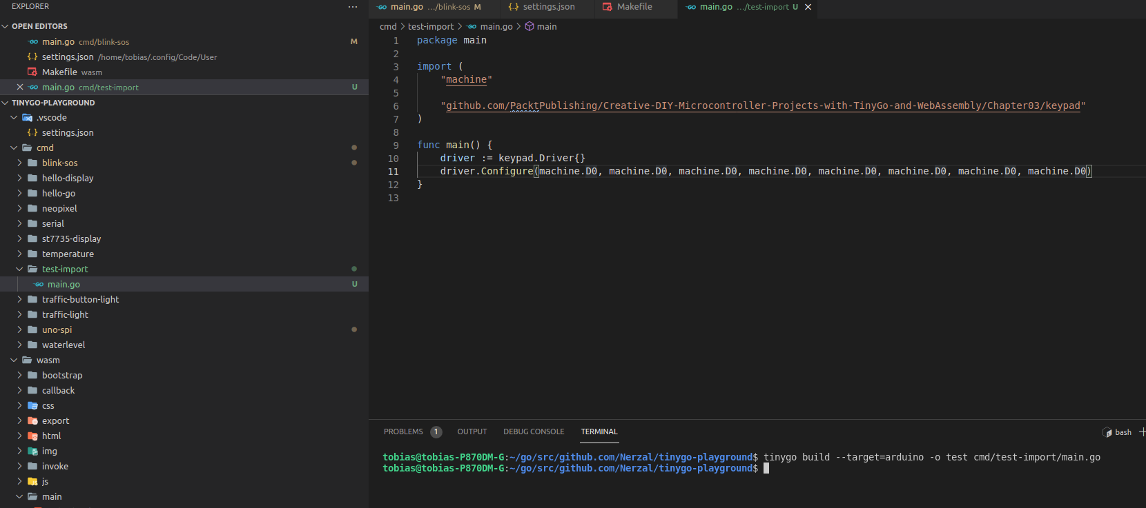importing package · Issue #3 · PacktPublishing/Creative-DIY-Microcontroller-Projects-with-TinyGo ...