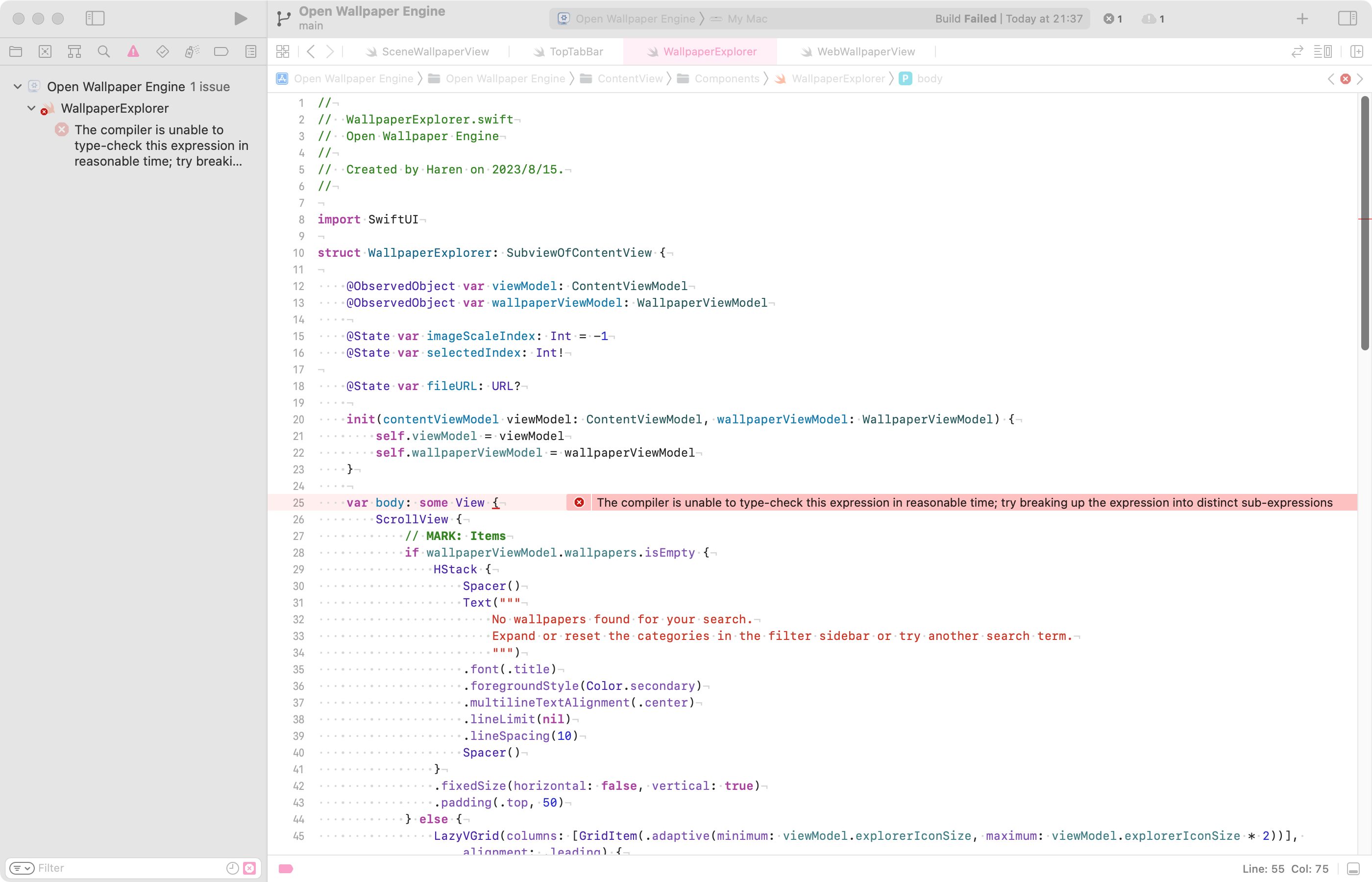 View太长导致编译器无法类型转换 · Issue #17 · haren724/wallpaper-player-mac · GitHub