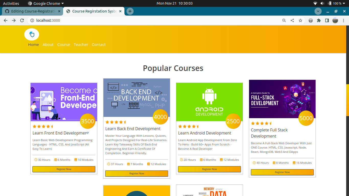 GitHub - AbhiGadhave11/Course-Registration-System: We have created a ...