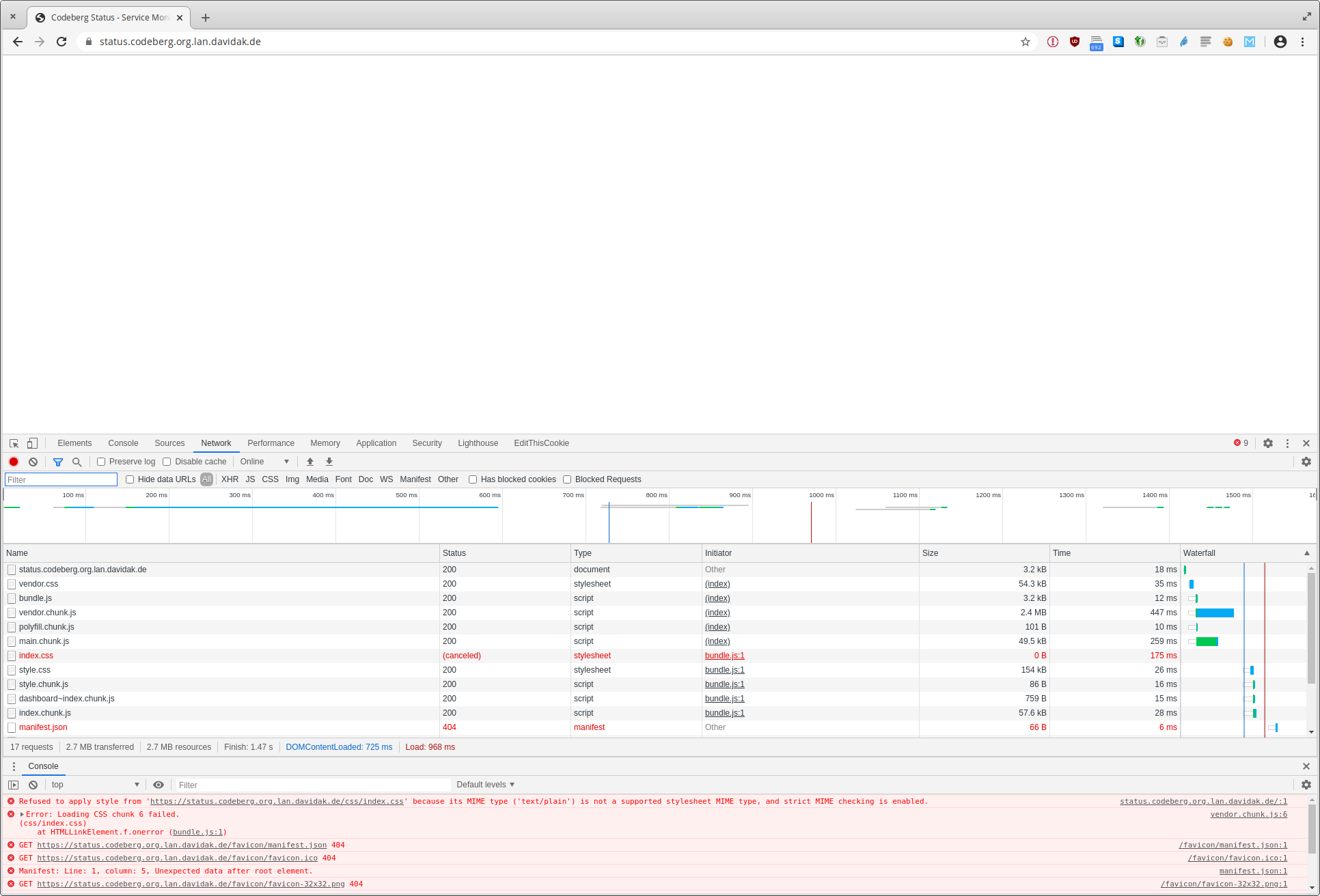 Only White Page Visible · Issue 794 · Statping Statping · Github