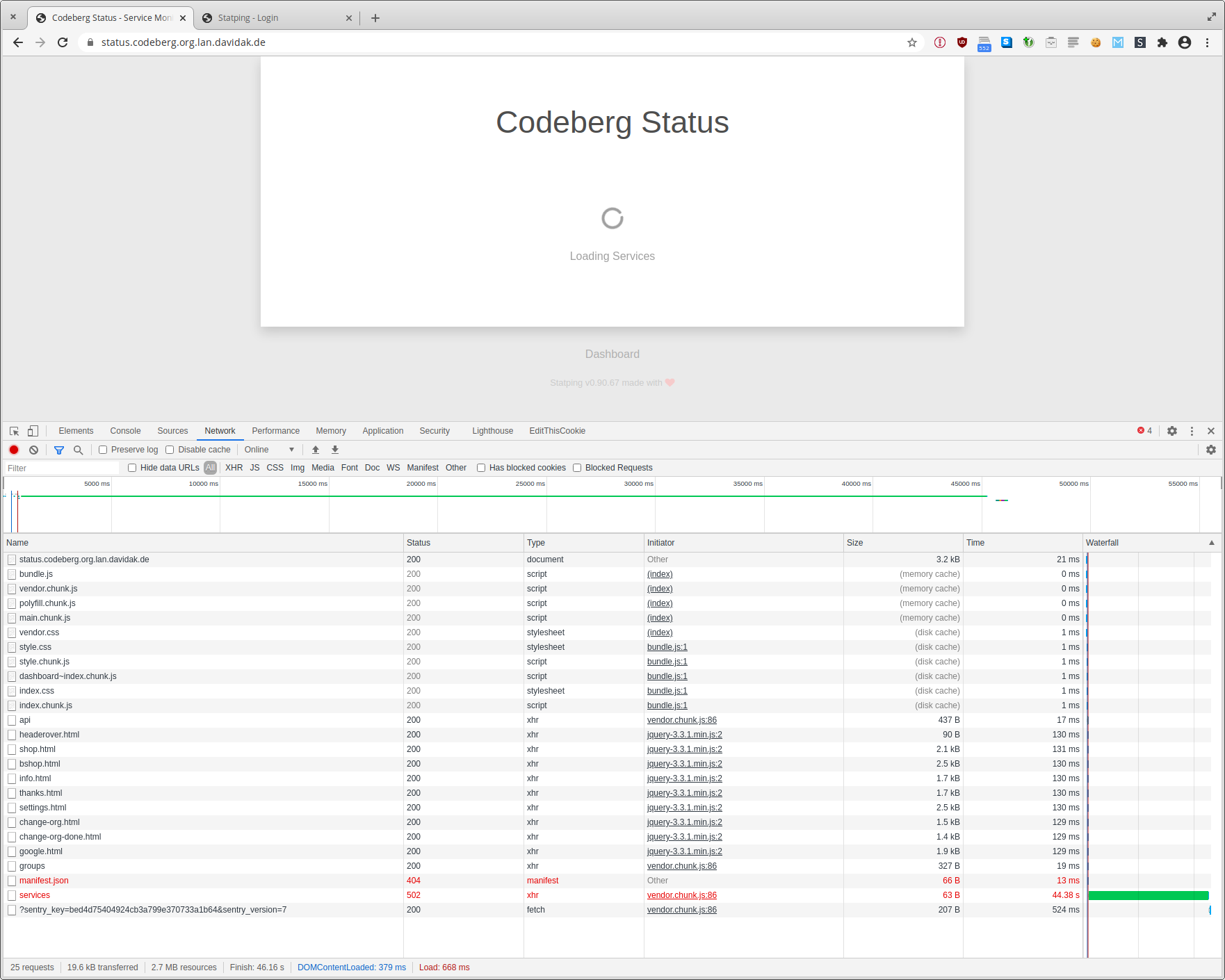 Loading data and login not possible with SQLite, backend throws 502 · Issue #819 · statping ...