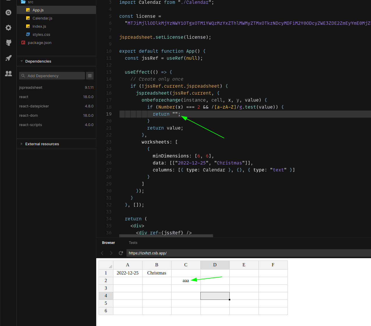 V9 - onbeforechange not working as expected · Issue #200 · jspreadsheet/pro · GitHub
