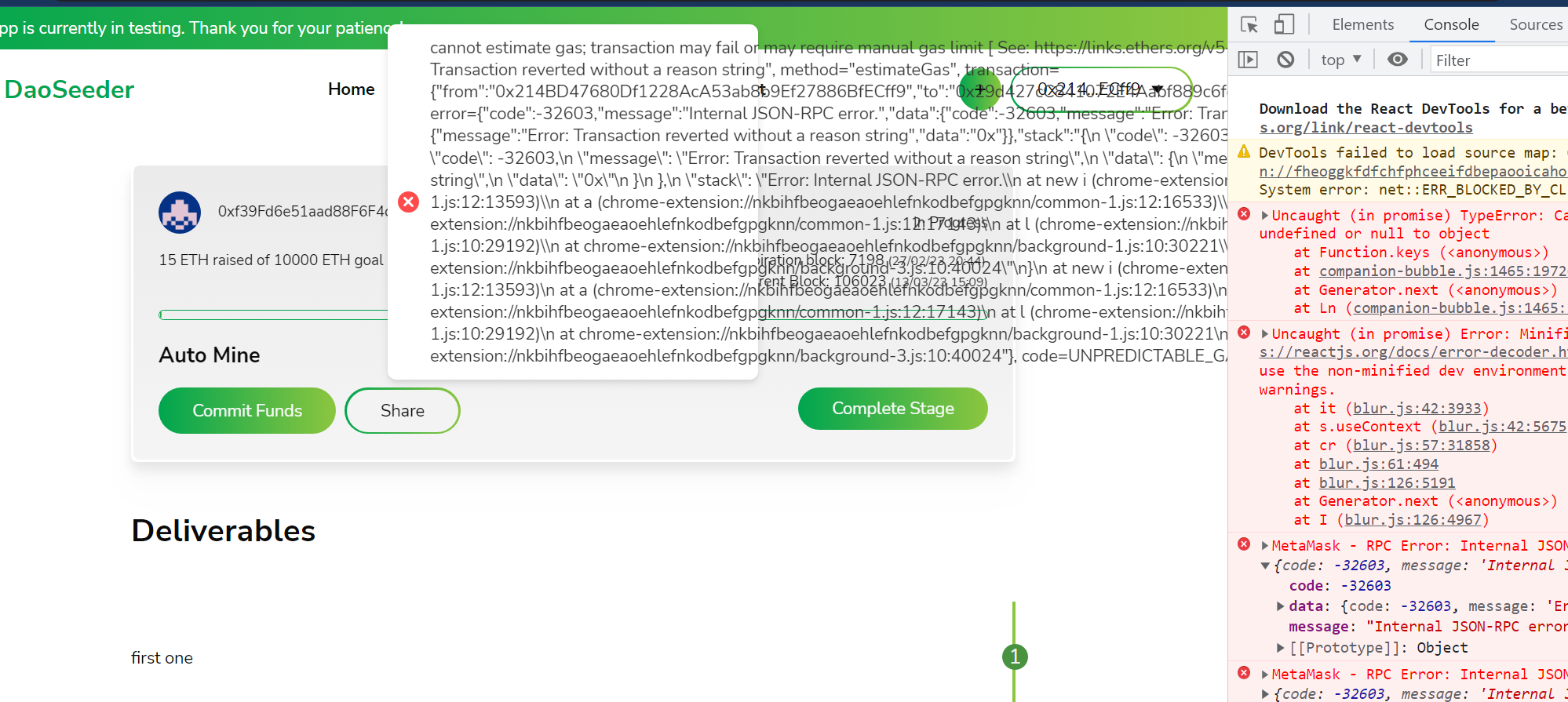 Error completing the voting · Issue #45 · DaoSeeder/interface · GitHub