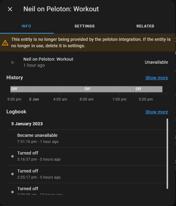 This entity is no longer being provided by the peloton integration. · Issue #54 · edwork ...