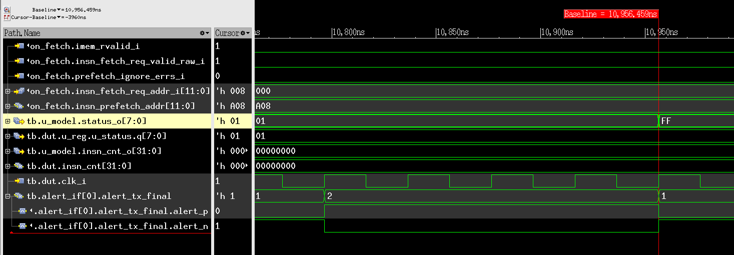 [otbn, dv] OTBN status is not going to locked when prefetch address doesn't match with fetched ...