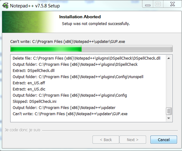 NPP Updater crashes when a transition from 7.5.7 to 7.5.8 is made ...