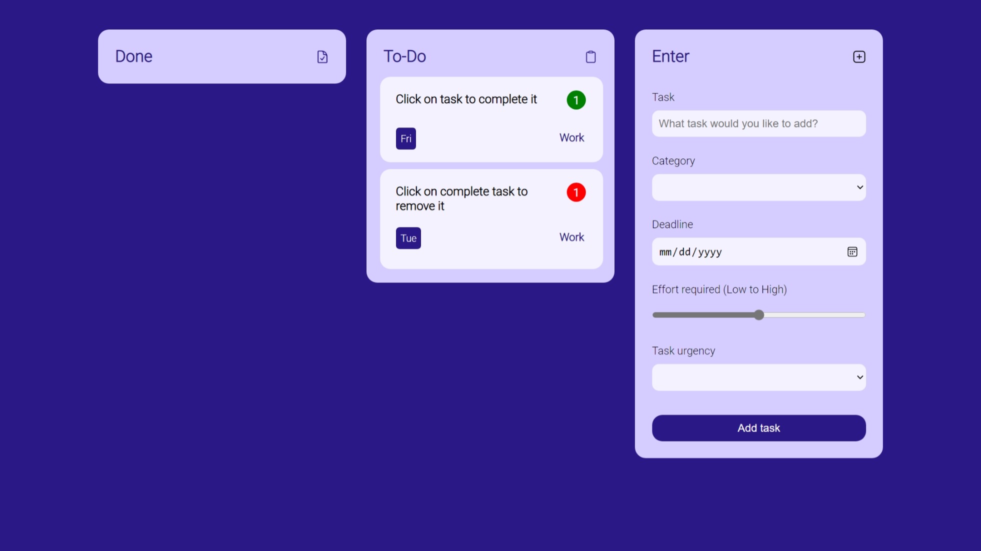 GitHub - ayanergy/ToDoList: Active and completed to-do lists using ...