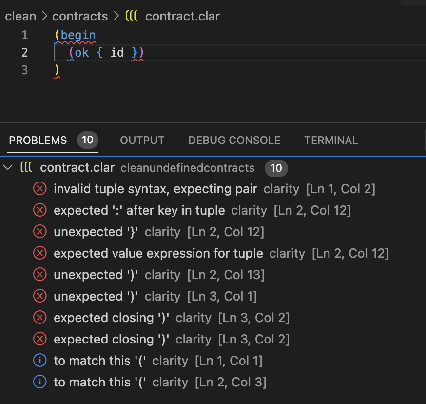LSP: server crash if invalid tuple · Issue #644 · hirosystems/clarinet · GitHub