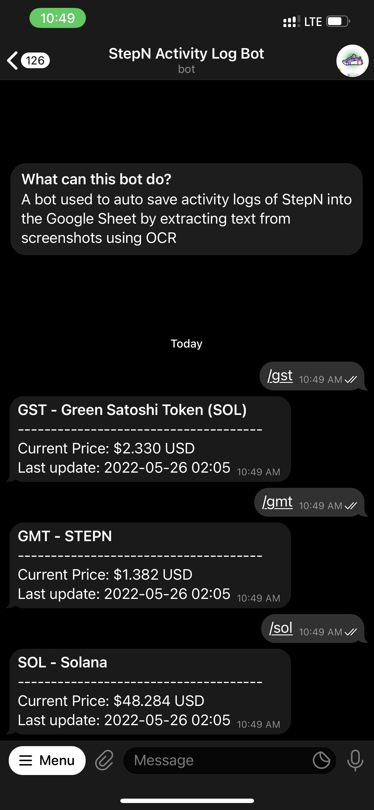 GitHub - chris-lsn/stepn-tg-bot: The telegram bot of StepN gamefi